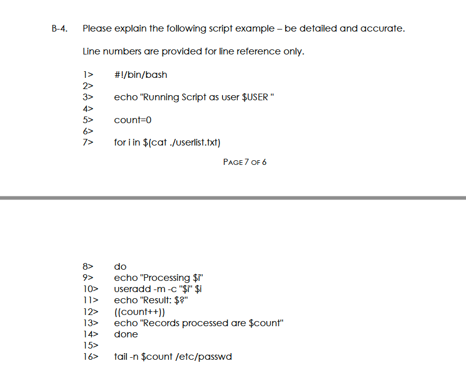 Solved B-3. Please explain the following script example - be | Chegg.com