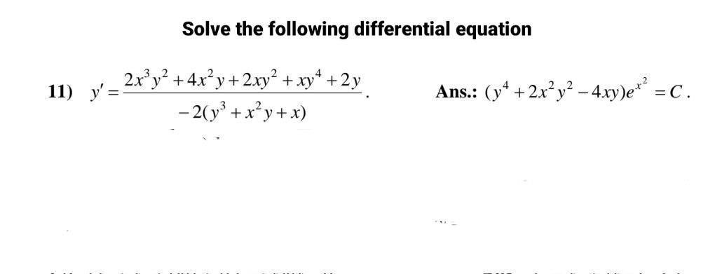 Solved Solve the following differential equation 2xy | Chegg.com