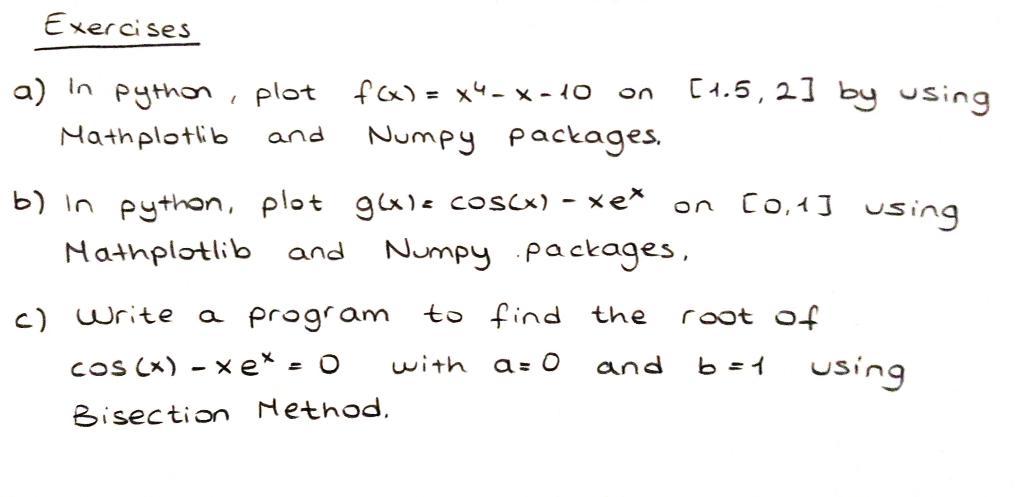 Solved Exercises on [4.5,2] by using python, plot f(x) = | Chegg.com
