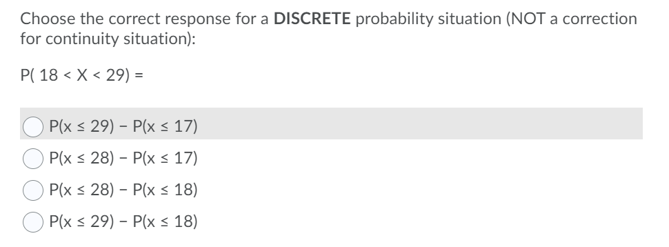 Solved Choose the correct response for a DISCRETE | Chegg.com