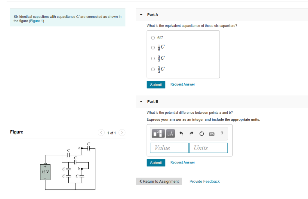 Solved Part A Six Identical Capacitors With Capacitance C