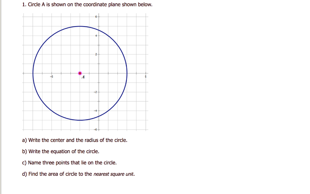 Solved 1. Circle A is shown on the coordinate plane shown | Chegg.com