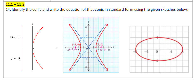 Solved 14. Identify the conic and write the equation of that | Chegg.com