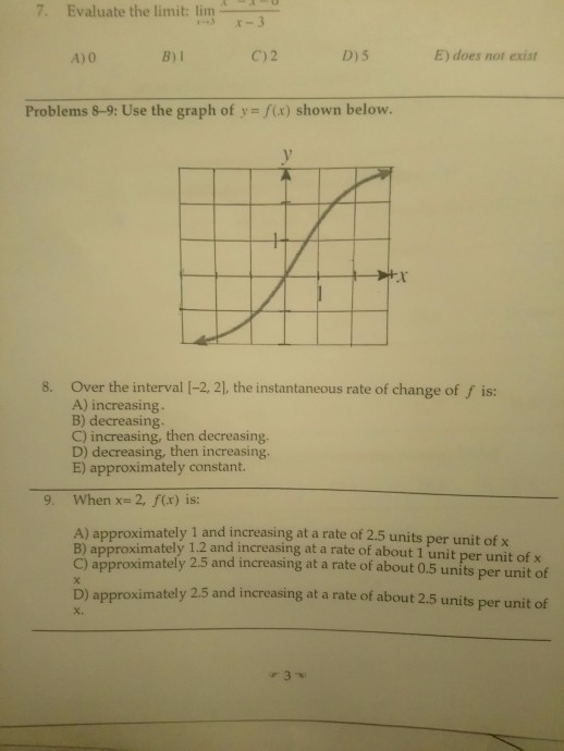 Solved 7. Evaluate the limit: lim 4) 0 B) I C) 2 D) 5 E) | Chegg.com