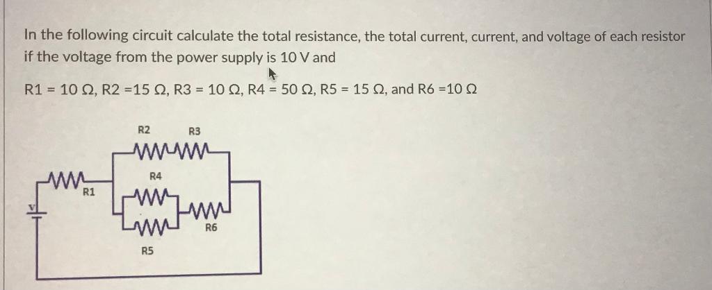 Solved In the following circuit calculate the total | Chegg.com