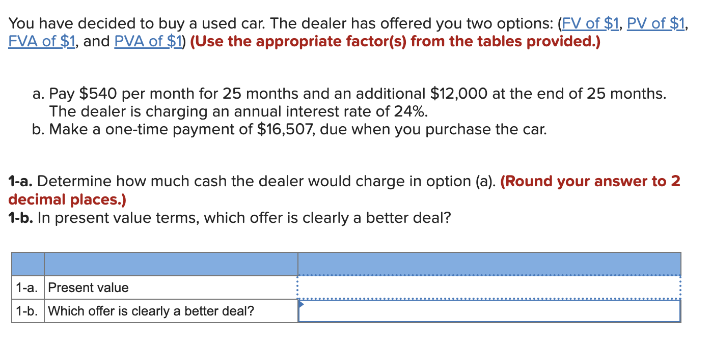 Solved You have decided to buy a used car. The dealer has | Chegg.com
