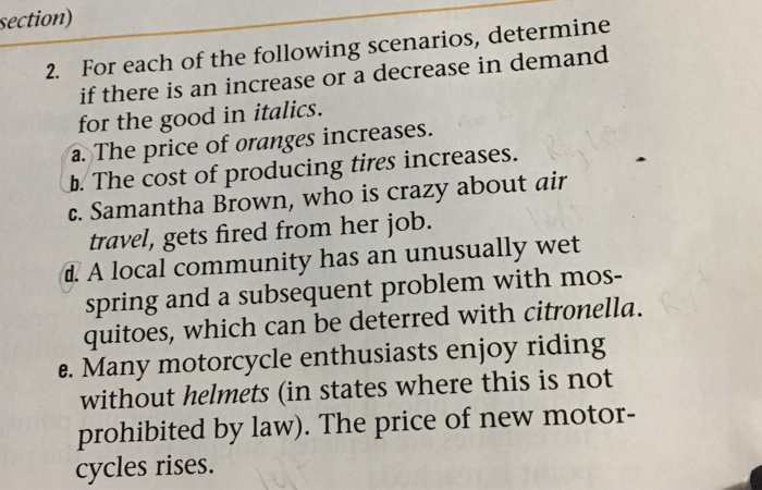 Solved section) For each of the following scenarios, | Chegg.com