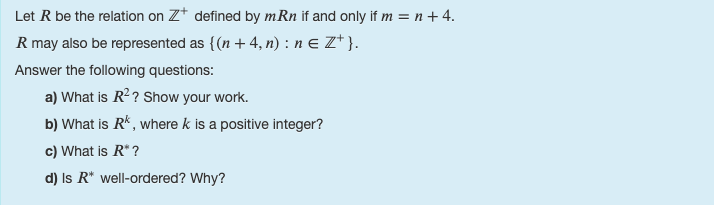 Solved Let R be the relation on Zt defined by mRn if and | Chegg.com