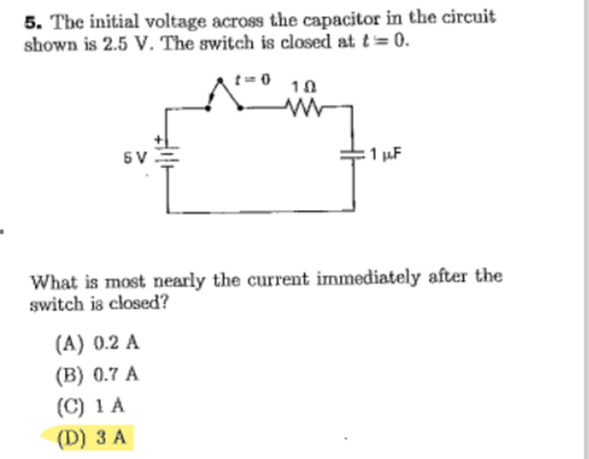 Solved 5. The initial voltage across the capacitor in the | Chegg.com