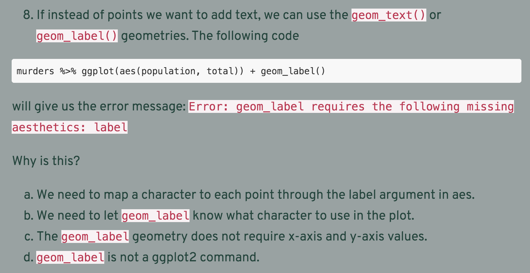 Solved 8. If instead of points we want to add text, we can | Chegg.com