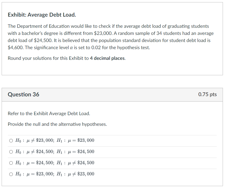 Exhibit: Average Debt Load. The Department of | Chegg.com
