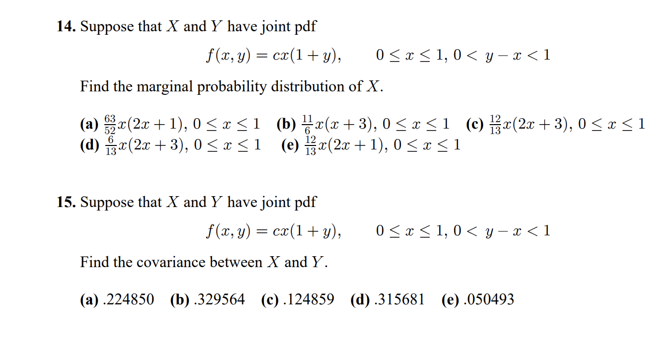 Solved 14. Suppose that X and Y have joint pdf | Chegg.com