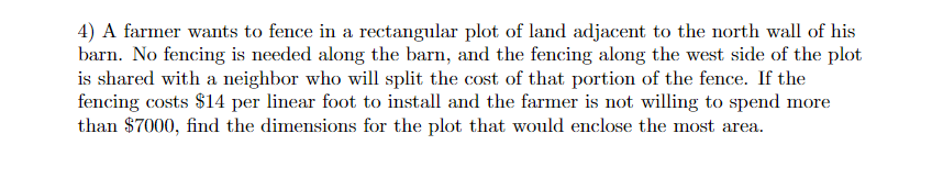 Solved A farmer wants to fence in a rectangular plot of land | Chegg.com