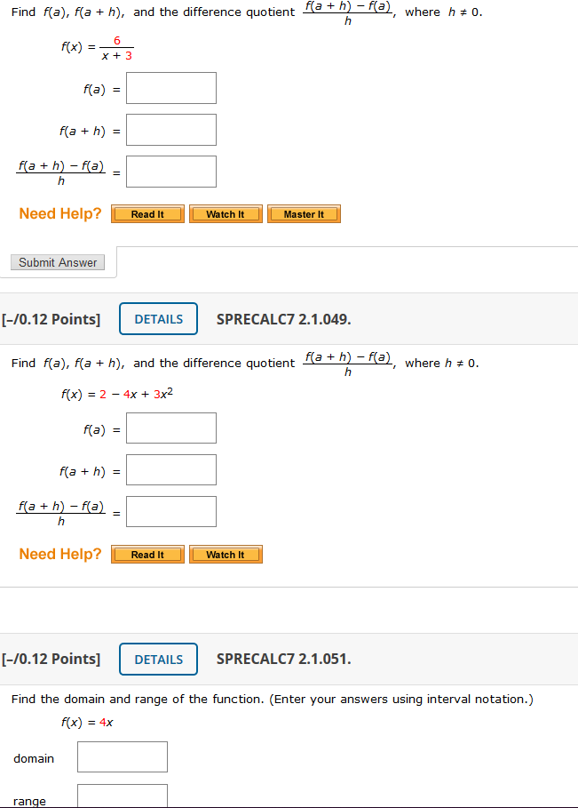Solved Find F(a), f(a + h),and the difference quotient f(a + | Chegg.com