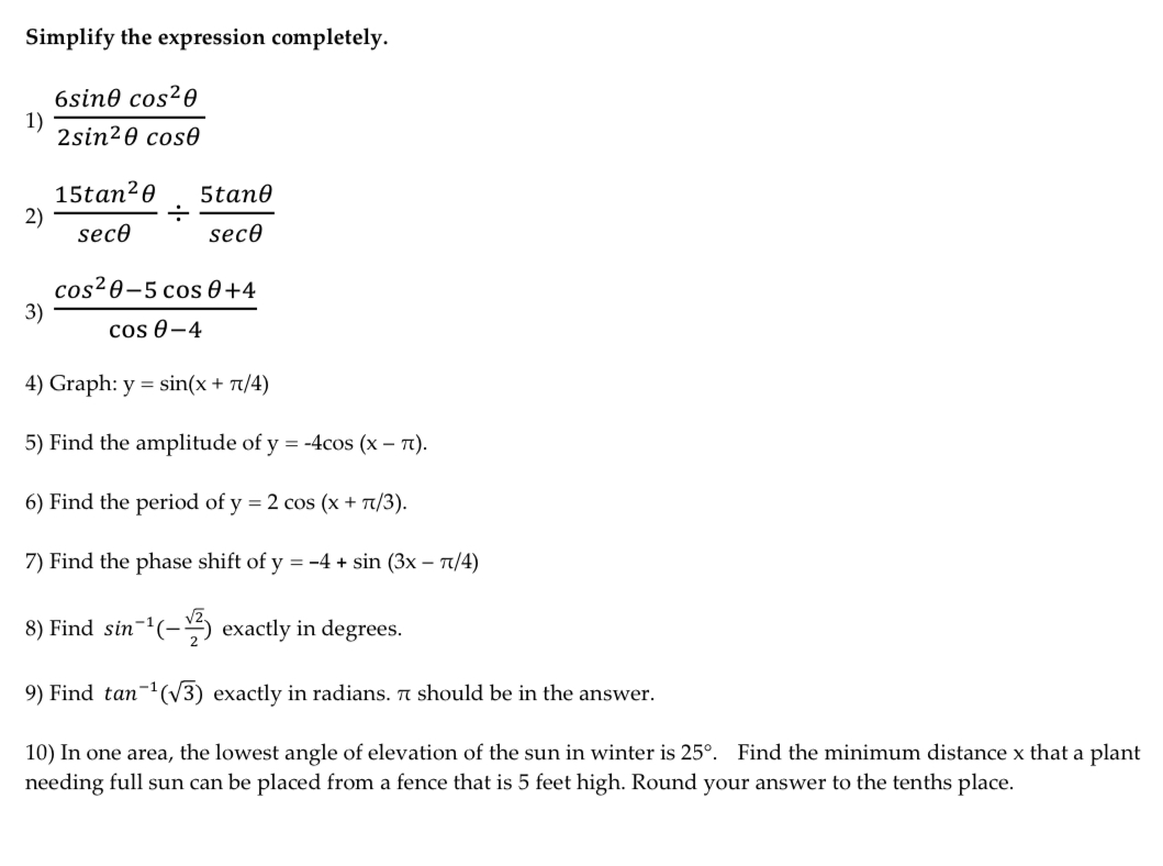 Solved Simplify the expression completely. 1) | Chegg.com