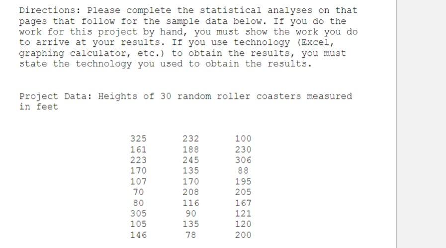 Solved Directions Please Complete The Statistical Analyses