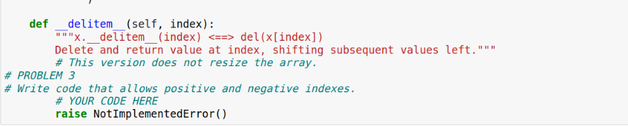 Solved Write code that allows negative indexes as well (as | Chegg.com