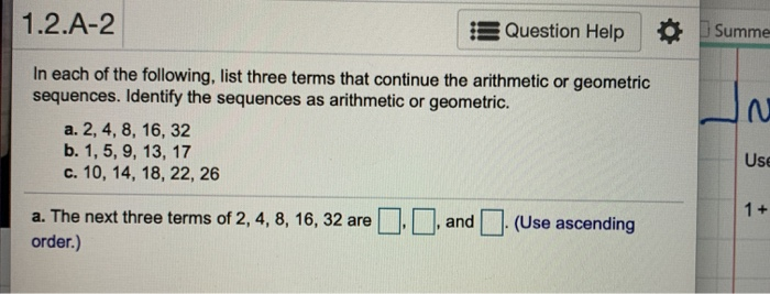 Solved 1.2.A-2 Question HelpSumme In each of the following, | Chegg.com