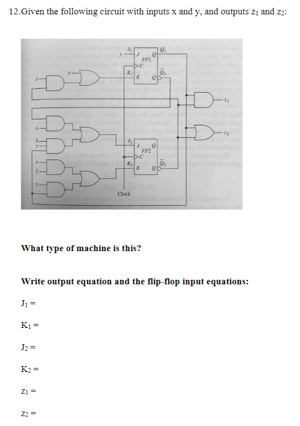 Solved 12. Given the following circuit with inputs x and y, | Chegg.com