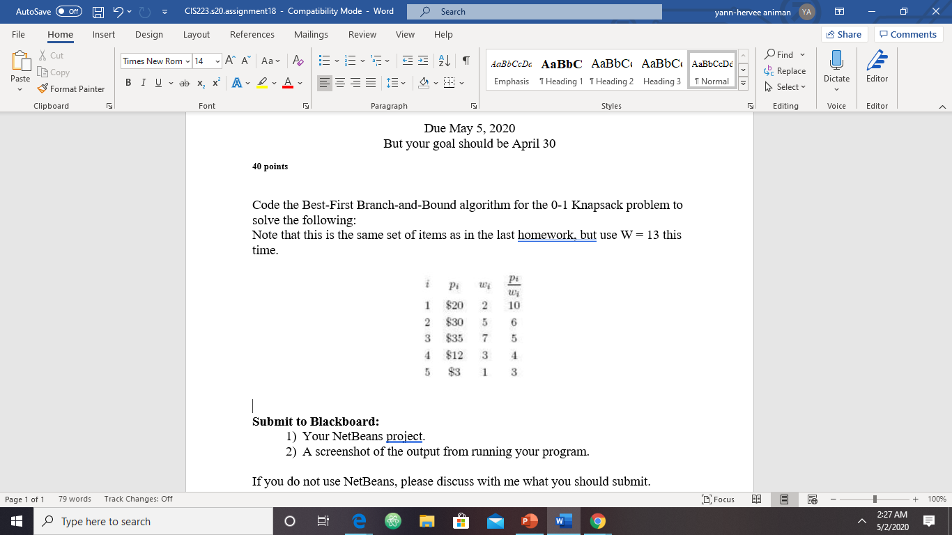 Solved Code the Best-First Branch-and-Bound algorithm for | Chegg.com