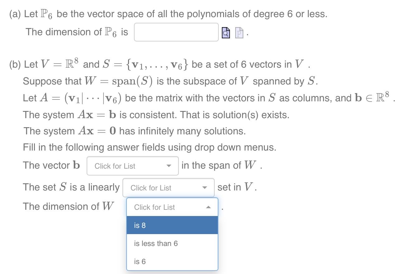Solved (a) Let P6 be the vector space of all the polynomials | Chegg.com