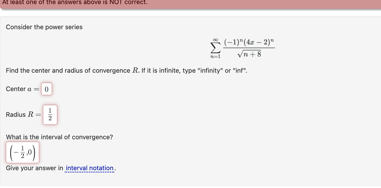 [Solved]: Consider the power series sum_(n=1)^( infty ) ((-