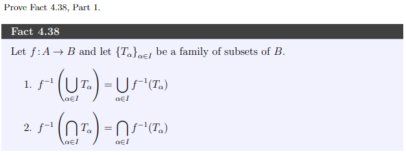 Solved Let f:A→B and let {Tα}α∈I be a family of subsets of | Chegg.com