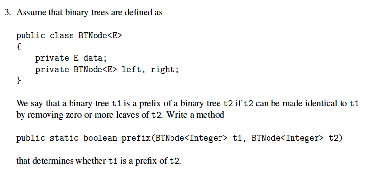 Solved 3. Assume that binary trees are defined as public | Chegg.com