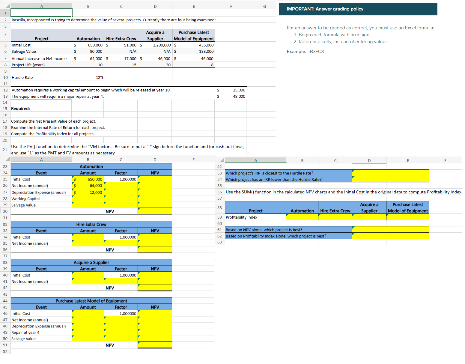 Solved 1. Begin each formula with an = sign. 2. Reference | Chegg.com