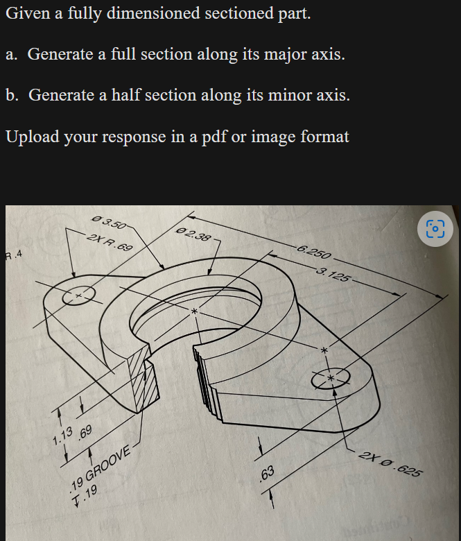 Solved Given a fully dimensioned sectioned part.a. ﻿Generate | Chegg.com