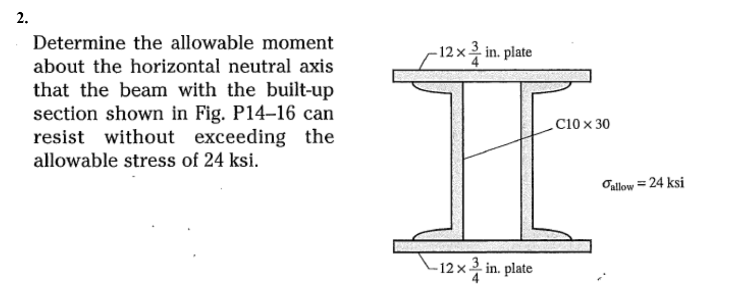 Solved 2. Determine the allowable moment about the | Chegg.com