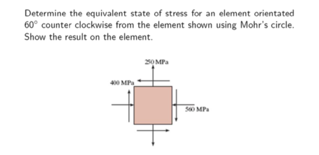 Solved Determine the equivalent state of stress for an | Chegg.com