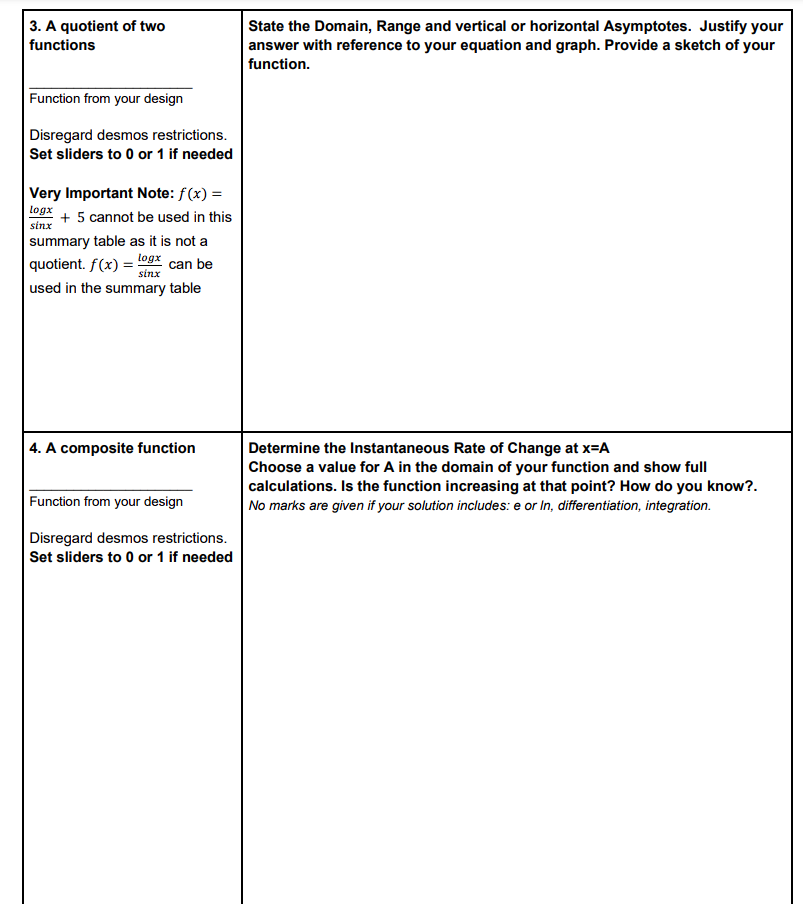 Solved Use functions from your desmos design to complete the | Chegg.com