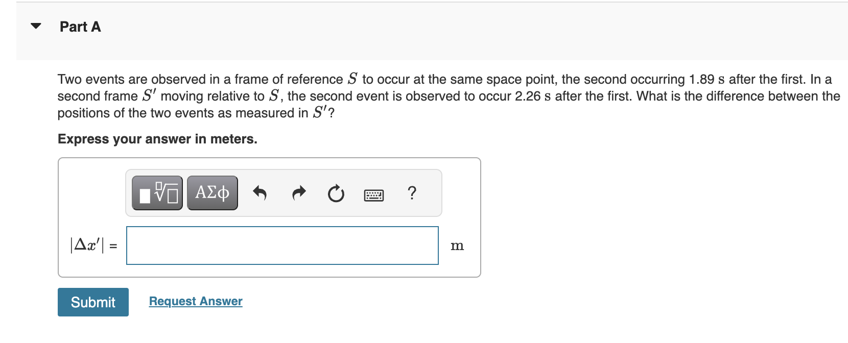 Solved Two events are observed in a frame of reference S to | Chegg.com