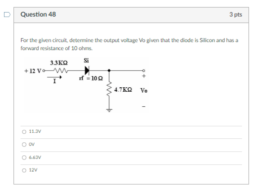 Solved For the given circuit, determine the output voltage | Chegg.com