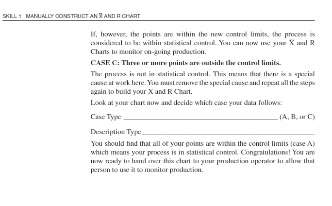 SKILL 1 MANUALLY CONSTRUCT AN X AND R CHART Procedure | Chegg.com