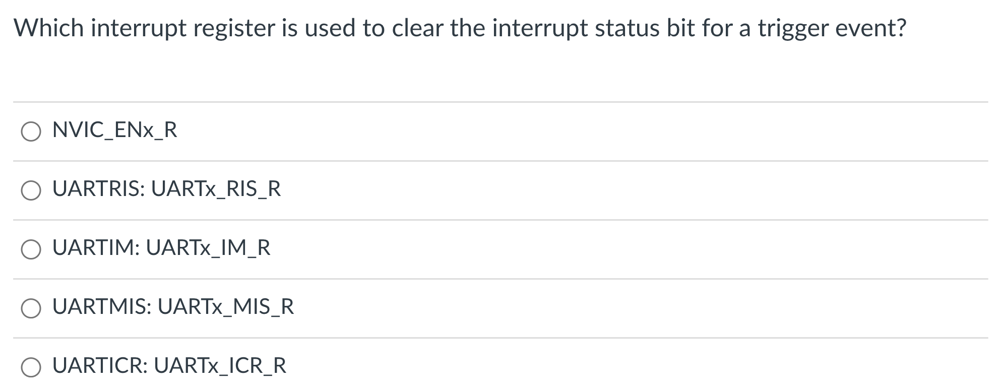 Solved Which interrupt register is used to clear the | Chegg.com