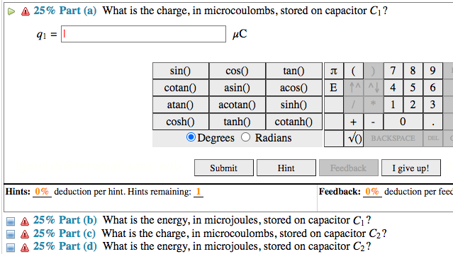 Solved (8\%) Problem 3: Capacitors C1 and C2 are connected, | Chegg.com