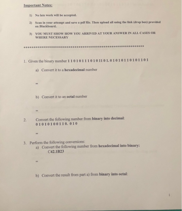 Solved Important Notes: 1) No late work will be accepted 2) | Chegg.com