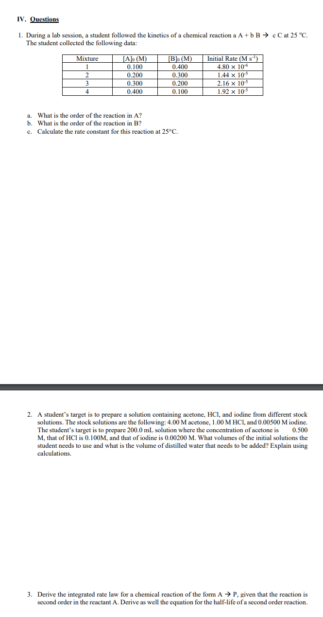 Solved 1. During a lab session, a student followed the | Chegg.com