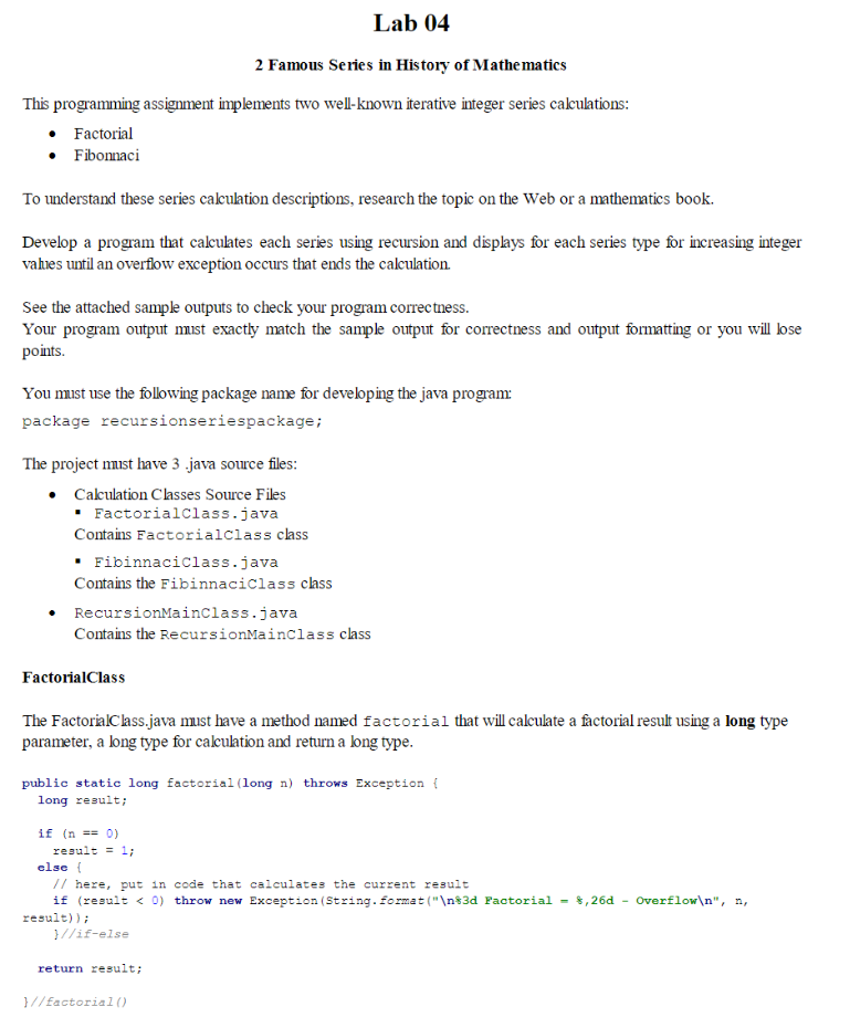 Solved Lab 04 2 Famous Series in History of Mathe matics | Chegg.com