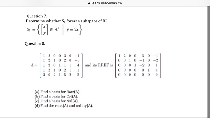 Solved ? learn.macewan.ca Question 1. Let A-01 1 0 0 1 | Chegg.com