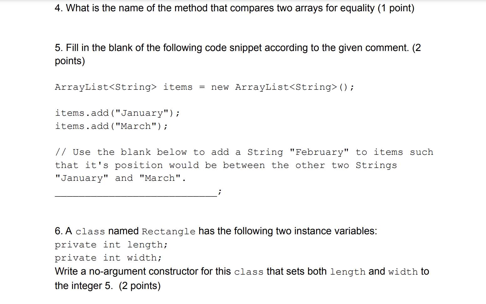 Solved 3. Fill in the blank of the following code snippet | Chegg.com