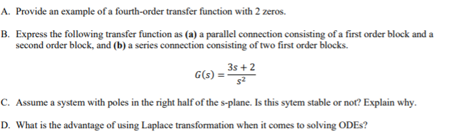Solved A. Provide an example of a fourth-order transfer | Chegg.com