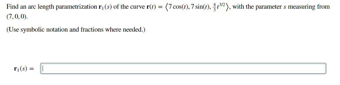 Solved Find an arc length parametrization 𝐫1(𝑠)r1(s) of | Chegg.com