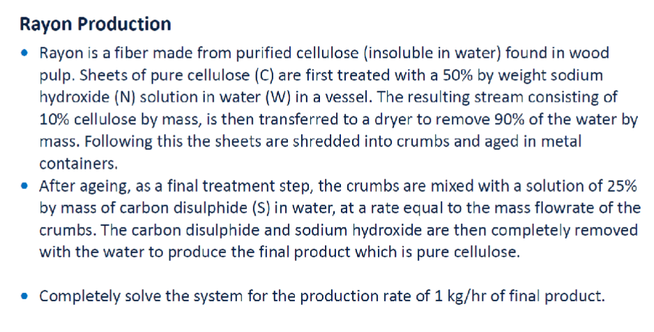 Solved Rayon ProductionRayon is a fiber made from purified | Chegg.com