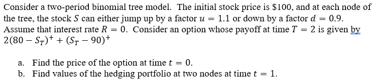 Solved Consider a two-period binomial tree model. The | Chegg.com