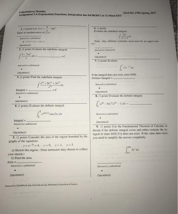 Solved Hello, This is printed calculus 2 homework on web | Chegg.com