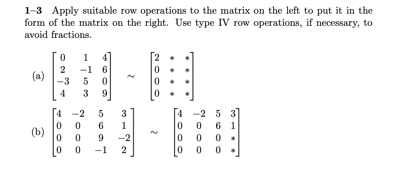 Solved 1-3 Apply suitable row operations to the matrix on | Chegg.com