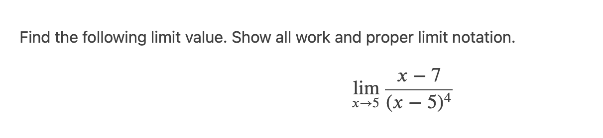 Solved Find the following limit value. Show all work and | Chegg.com